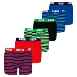 Boxershorts Puma "Boxershort Everyday Striped Boxers ECOM 6P 6er Pack", Jungen, Gr. 158-164, bunt (blau, gr&uuml;n, rot), Obermaterial: 95% Baumwolle CO. 5% Elasthan EL., Unterhosen