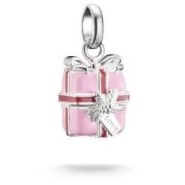 Charm-Einh&auml;nger Thomas Sabo "Charm Geschenk - Connect", silberfarben, pink, rot, Charms, Damen, Silber 925 (recycelt)
