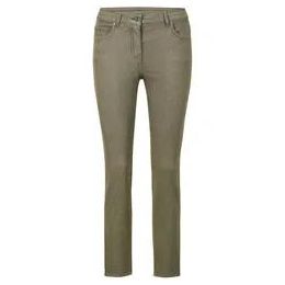 7/8-Hose GOLDNER "Schmale Stretchhose BELLA", Damen, Gr. 44, N-Gr, gr&uuml;n (dunkelschilf), Obermaterial: 65% Baumwolle CO. 31% Polyester PES. 4% Elasthan EL., normal, Hosen 7/8-Hose, Ohne