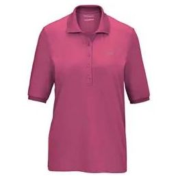 Poloshirt GOLDNER "Kurzgr&ouml;&szlig;e Baumwollshirt mit Glitzerstickerei", Damen, Gr. 24, pink (beere), Obermaterial: 94% Baumwolle CO. 6% Elasthan EL., Rippe, Shirts, Ohne