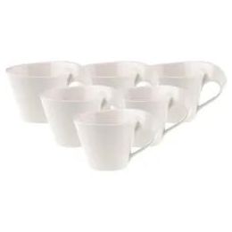 Villeroy & Boch Tasse VILLEROY & BOCH "Cappuccinotasse NewWave Caffe 250 ml 6er Set wei&szlig;", wei&szlig;, 6 tlg., Porzellan, Trinkgef&auml;&szlig;e, Tasse