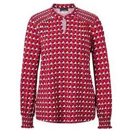 Langarmbluse GOLDNER "Kurzgr&ouml;&szlig;e Jerseybluse mit modischen Smok-Details", Damen, Gr. 25, rosa (teerose, gemustert), Obermaterial: 95% Viskose CV. 5% Elasthan EL., Gummib&uuml;ndchen, Blusen, Ohne