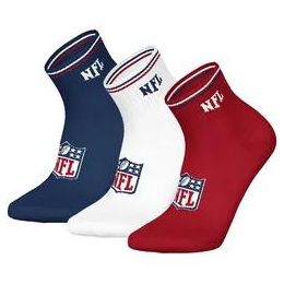 Kurzsocken NFL "Socken NFL SHIELD 3Pack Quarter Socks 3er Pack", Damen, Gr. 39-42, bunt (dunkelblau, wei&szlig;, rot), Obermaterial: 70% Baumwolle CO. 29% Polyester PES. 1% Elasthan EL., Socken