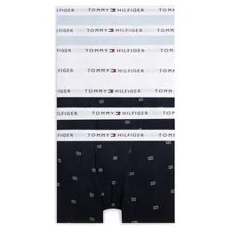 Trunk "7PK TRUNK PRINT", Kinder, Gr. 152/158, 7 Stk., breezy blau, wei&szlig;, flag aop, Jersey, Obermaterial: 95% Baumwolle, 5% Elasthan, Tommy Hilfiger UNDERWEAR, k&ouml;rpernah, Unterhosen, mit Logo-Stretchbund