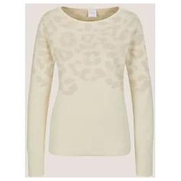 Madeleine Mode Longpullover MADELEINE "Strickpullover Jacquardpullover mit Animal-Design", Damen, Gr. 34, wei&szlig; (perlwei&szlig;, kitt, goldfarben), Obermaterial: 80% Viskose CV. 20% metallisierte Fasern MTF., Modern, figurumspielend, U-Boot-Ausschnitt, Pullover Longpullover, Ton-in-Ton-Jaquard