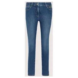 Madeleine Mode Regular-fit-Jeans MADELEINE "Jeans Slim-Fit Jeans mit Kettendetail", Damen, Gr. 20, N + K Gr, bleached, Obermaterial: 93% Baumwolle CO. 5% Polyester PES. 2% Elasthan EL., Modern, schmal, Jeans, Kettendetail