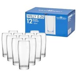 Bierglas Van Well "Willi Becher geeicht 0,25 l 12er Set transparent", bunt (transparent), 12 tlg., Glas, Trinkgef&auml;&szlig;e