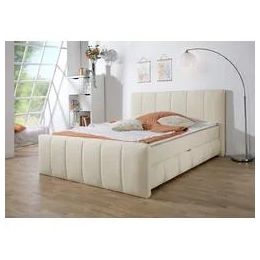 Boxbett Home Affaire "Hanelore inkl. Bettkasten und Topper", beige, B:192cm L:220cm, Komplettbetten, Boxbett mit Bettkasten und Fu&szlig;teil, inkl. Topper