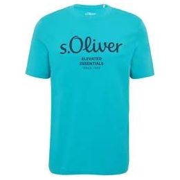 T-Shirt s.Oliver "T-Shirt Logo T-Shirt 1er Pack", Herren, Gr. XXL, blau (t&uuml;rkis 2), Obermaterial: 100% Baumwolle CO., Shirts T-Shirt