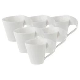 Villeroy & Boch Espressotasse VILLEROY & BOCH "Mokka-/ Espressotasse NewWave 80 ml 6er Set wei&szlig;", wei&szlig;, Porzellan, Trinkgef&auml;&szlig;e, Espressotasse