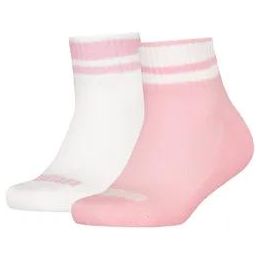 Kurzsocken Puma "Puma KIDS CLYDE CUSHIONED QUARTER 2P", Herren, Gr. 39-42, pink, wei&szlig;, Baumwollmischung, elastisch, Socken, mit gestreiften B&uuml;ndchen