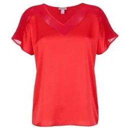 Kurzarmshirt Alba Moda "Shirt Shirt mit Spitzen am Ausschnitt", Damen, Gr. 34, rot, Obermaterial: 100% Polyester PES., Modern, figurumspielend, V-Ausschnitt, Shirts