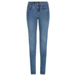 Slim-fit-Jeans oxmo "Slim-fit-Jeans OXHELLE", Damen, Gr. 27, L&auml;nge 32, blau (mid blau denim), Obermaterial: 68% Baumwolle CO. 27% Polyester PES. 3% Viskose CV. 2% Elasthan EL., Jeans Slim-fit-Jeans