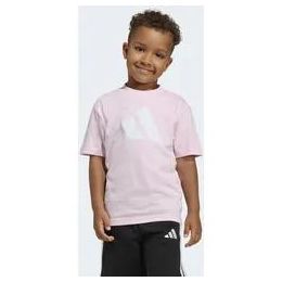 T-Shirt Adidas SPORTSWEAR "ESSENTIALS KIDS", M&auml;dchen, Gr. 104, clear pink, wei&szlig;, Obermaterial: 100% Baumwolle, normal, Rundhals, Shirts T-Shirt, sportlicher Stil, Kurzarm, aus Baumwolle