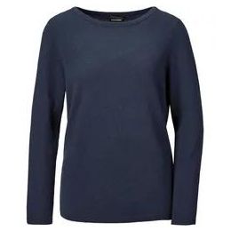 Strickpullover GOLDNER "Kurzgr&ouml;&szlig;e Feinstrickshirt mit U-Boot-Ausschnitt", Damen, Gr. 19, blau (marine), Obermaterial: 100% Kaschmir WS., figurumspielend, U-Boot-Ausschnitt, eng Rippe, Pullover Strickpullover, keine/nicht relevant