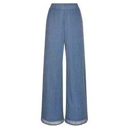 Schlupfhose GOLDNER "Schlupfhose mit Glanzeffekt", Damen, Gr. 48, N-Gr, blau, Obermaterial: 100% Polyester COOLMAX(R) PES(Coolmax)., weit, Hosen Schlupfhose, Plisee mit Lurex