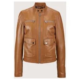 Madeleine Mode Lederjacke MADELEINE "Lederjacke Biker-Jacke aus Lammnappa", Damen, Gr. 42, braun (cognac), Obermaterial: 100% Lammnappaleder LANA., Modern, normal, Jacken