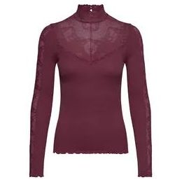 Langarmshirt rosemunde "Beatha silk shirt", Damen, Gr. XS, lila (beere), Web, Obermaterial: 55% Seide, 45% Baumwolle, unifarben, figurbetont h&uuml;ftlang, ohne Ausschnitt, Shirts Langarmshirt, mit Spitze, langen &Auml;rmeln, weicher Seidenmix