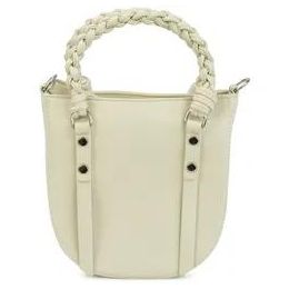 Schultertasche Harpa "HAYA", Damen, Gr. B/H/T: 19cm x 20cm x 19cm, altwei&szlig;, Polyurethan (PU), unifarben, Taschen Schultertasche, in abgerundeter Form mit geflochtenem Henkel