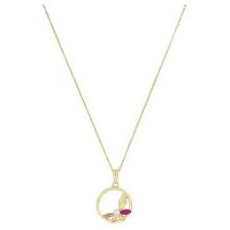 Kette mit Anh&auml;nger Amor "Schmuck Geschenk, Perle", gelbgoldfarben, pink, wei&szlig;, Halsketten, Damen, Silber 925 (Sterlingsilber), L: 45 B: 1mm, mit Zirkonia (synth.) - mit Muschelkernperle, B:1mm