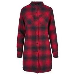 Shirtkleid Urban Classics "Urban Classics Damen Ladies Check Shirt Dress", Damen, Gr. XS, US-Gr&ouml;&szlig;en, dunkelblau, rot, 100% Baumwolle, normal, Rundhals, Kleider Shirtkleid