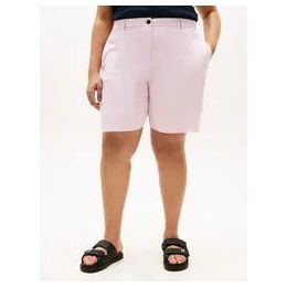 Chinoshorts Tommy Hilfiger Curve "CRV CO GMD BLEND CHINO SHORT", Damen, Gr. 52, N-Gr, lila powder, Web, Obermaterial: 65% Baumwolle, 33% Lyocell, 2% Elasthan, unifarben, regular fit kurz, Hosen Chinoshorts, in gro&szlig;en Gr&ouml;&szlig;en