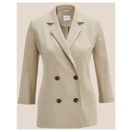 Madeleine Mode Jackenblazer MADELEINE "Blazer Zweireihiger Blazer mit 3/4-&Auml;rmeln", Damen, Gr. 38, grau (kiesel), Obermaterial: 95% Polyester PES. 5% Elasthan EL., Modern, normal, Blazer