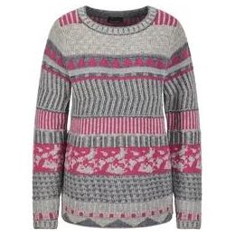 Strickpullover GOLDNER "Norwegerpullover mit U-Boot-Ausschnitt", Damen, Gr. 42, pink (pink, gemustert), Obermaterial: 45% Polyamid PA. 32% Schurwolle WV. 14% Polyacryl PAN. 9% metallisierte Fasern MTF., Modisch, gerade, Pullover Strickpullover, Norwegermuster