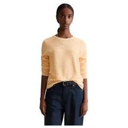 Marc O'Polo Strickpullover MARC O'POLO DENIM "aus Compact Cotton", Damen, Gr. XXS, light orange, Obermaterial: 100% Baumwolle, gestreift, Rundhals, Pullover Strickpullover