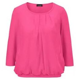 Kurzarmbluse GOLDNER "Chiffon-Shirt mit 3/4-Arm, Rundhals", Damen, Gr. 44, pink, Obermaterial: 95% Viskose CV. 5% Elasthan EL., Casual, Sonstiges, Blusen, keine/nicht relevant