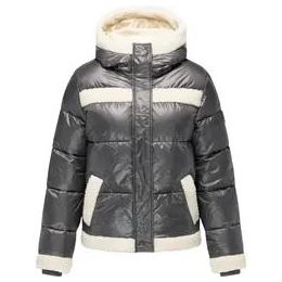 Winterjacke Ragwear "Editah Shiny YOUMODO", Damen, Gr. XS (34), stein, Obermaterial: 100% Polyester. Innenfutter: 100% Polyester. Wattierung: 100% Polyester, oversize h&uuml;ftlang, hoch geschlossener Ausschnitt, eng Rippstrickb&uuml;ndchen, Jacken Winterjacke, Jacke mit Pl&uuml;sch-Details und gl&auml;nzender Optik