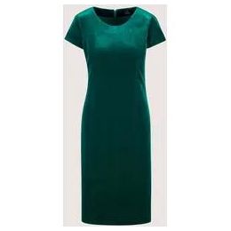 Madeleine Mode Sommerkleid MADELEINE "Etuikleid Kurzarm Samtkleid in Midil&auml;nge", Damen, Gr. 44, N-Gr, gr&uuml;n (dunkelgr&uuml;n), Obermaterial: 90% Polyester PES. 10% Elasthan EL., Modern, normal, Kleider Sommerkleid, Samtkleid