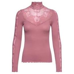 Langarmshirt rosemunde "Beatha silk shirt", Damen, Gr. S, rosa (altros&eacute;), Web, Obermaterial: 55% Seide, 45% Baumwolle, unifarben, figurbetont h&uuml;ftlang, ohne Ausschnitt, Shirts Langarmshirt, mit Spitze, langen &Auml;rmeln, weicher Seidenmix