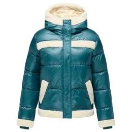 Winterjacke Ragwear "Editah Shiny YOUMODO", Damen, Gr. M (38), ocean, Obermaterial: 100% Polyester. Innenfutter: 100% Polyester. Wattierung: 100% Polyester, oversize h&uuml;ftlang, hoch geschlossener Ausschnitt, eng Rippstrickb&uuml;ndchen, Jacken Winterjacke, Jacke mit Pl&uuml;sch-Details und gl&auml;nzender Optik