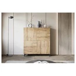 Highboard Home Affaire "HIGHBOARD PHUKET II, Stilvolle, grifflose Hochkommode, Breite 120cm", matera anthrazit, kastanie breslau, B:120cm H:130cm T:39cm, ABS-Kunststoff, FSC-zertifizierter Holzwerkstoff, Kunststoff, Spanplatte, Sideboards, Highboard, Mit 4 T&uuml;ren und 8 F&auml;chern und h&ouml;henverstellbaren Einlegeb&ouml;den