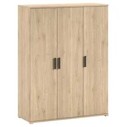 Kleiderschrank Vipack "SAM mit 3 Dreht&uuml;ren, 1 Kleiderstange, 7 F&auml;cher, universell einsetzbar", eiche dekor, B:150,5cm H:199,2cm T:59cm, Holzwerkstoff, Schr&auml;nke, Kleiderschrank, Pflegeleichte Oberfl&auml;che in Eiche Dekor