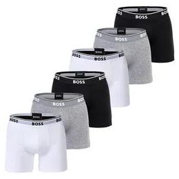 Boxershorts BOSS "Boxershort BoxerBr 6P Power 6er Pack", Herren, Gr. XXL, bunt (wei&szlig;, grau, schwarz), Obermaterial: 95% Baumwolle CO. 5% Elasthan EL., Unterhosen