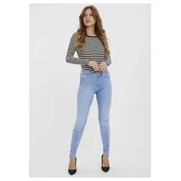 V&eacute;ro Moda Skinny-fit-Jeans VERO MODA "VMLUX MR SLIM JEANS RI371", Damen, Gr. XL (42), L&auml;nge 30, light blau denim, Denim/Jeans, Obermaterial: 92% Baumwolle, 6% Elastomultiester, 2% Elasthan, Basic, extraeng, Jeans