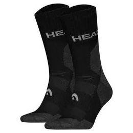 Kurzsocken Head "Socken Hiking All Climates Crew 2P 2er Pack", Herren, Gr. 35-38, schwarz, Obermaterial: 72% Baumwolle CO. 20% Polyester PES. 6% Polyamid PA. 2% Elasthan EL., Socken