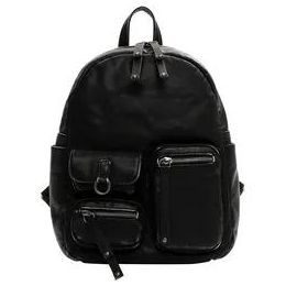 Rucksack SURI FREY "Rucksack SFY Batty", Damen, Gr. B/H/T: 25cm x 32cm x 12cm, schwarz (schwarz 100), Obermaterial: 60% Polyurethan PU. 40% Polyester PES., Rucks&auml;cke Rucksack
