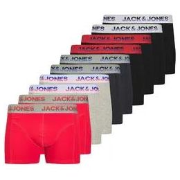 Jack & Jones Boxershorts JACK & JONES "Boxershort JACJADON SOLID TRUNKS 10 PACK 10er Pack", Herren, Gr. S, bunt (rot, grau, schwarz), Obermaterial: 95% Baumwolle CO(Bio). 5% Elasthan EL., Unterhosen