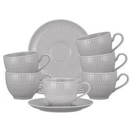 Tasse Seltmann Weiden "Kaffeetassen mit Untertassen Amina 250 ml 6er Set", grau (silbergrau), 12 tlg., Porzellan, Trinkgef&auml;&szlig;e, Tasse
