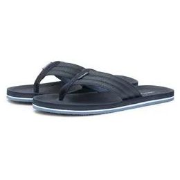 Zehentrenner Tommy Hilfiger "COMFORT PADDED PERF BEACH SANDAL", Herren, Gr. 39, dunkelblau, Lederimitat, Textil, Schuhe Zehentrenner, Sommerschuh, Strandschuh mit modischer Ziersteppung