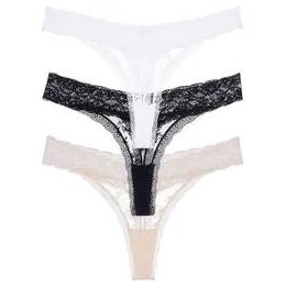 Tanga Dorina "Lana Essential Lace", Damen, Gr. S, schwarz wei&szlig; beige, Obermaterial: 90% Polyamid, 10% Elasthan, eng, Unterhosen Tanga, leicht transparent, mit Spitze, bequem, weich