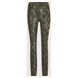 Madeleine Mode Jerseyhose MADELEINE "Hose Gerade Jerseyhose mit Animal-Print", Damen, Gr. 19, K-Gr, gr&uuml;n (khaki), Obermaterial: 74% Polyester PES. 22% Viskose CV. 4% Elasthan EL., Hosen Jerseyhose