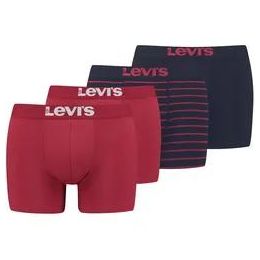 Levi's Boxershorts LEVI'S "Boxershort MEN SOLID BASIC BOXER & VINTAGE STRIPE 4P 4er Pack", Damen, Gr. XXL, rot (rot, schwarz), Obermaterial: 95% Baumwolle CO. 5% Elasthan EL., Unterhosen