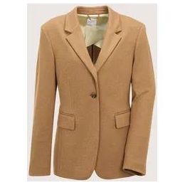 Madeleine Mode Jackenblazer MADELEINE "Jerseyblazer Eleganter Businessblazer mit Reverskragen", Damen, Gr. 46, beige (caramel, melange), Obermaterial: 41% Polyester PES. 36% Viskose CV. 19% Baumwolle CO. 2% Elasthan EL. 2% sonstige Fasern AF., Modern, Blazer, Jersey-Qualit&auml;t