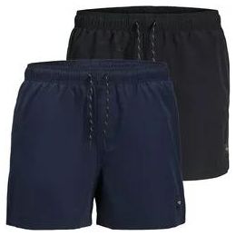 Jack & Jones Badeshorts JACK & JONES "Badeshorts SWIM SHORTS 2er Pack", Herren, Gr. XXL, N-Gr, bunt (schwarz, dunkelblau), Obermaterial: 100% Polyester PES., Badehosen Badeshorts