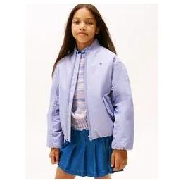 Bomberjacke Tommy Hilfiger "PADDED BOMBER", M&auml;dchen, Gr. 10 (140), periwinkle dusk, Web, Obermaterial: 100% Polyester, unifarben, regular fit normal, Rundhals, eingesetzt gerader Abschluss, Jacken Bomberjacke, Regular fit, f&uuml;r Kinder bis 16 Jahre