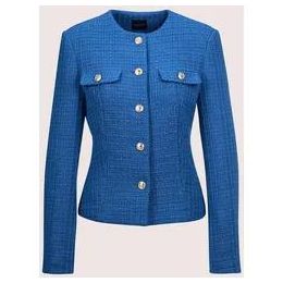 Madeleine Mode Jerseyblazer MADELEINE "Blazer Couturiger Kurzblazer mit goldfarbenen Kn&ouml;pfen", Damen, Gr. 44, blau (royalblau), Obermaterial: 50% Polyester PES. 50% Wolle WO., Modern, normal, Blazer